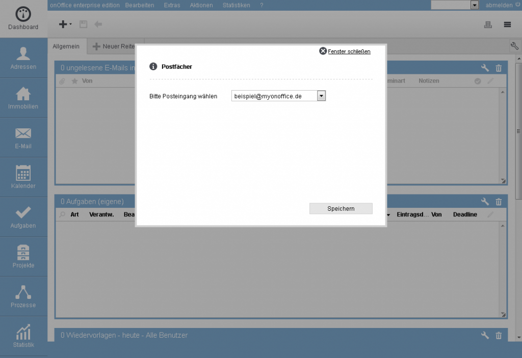 Email widget - onlineHilfe | onOffice Hilfe